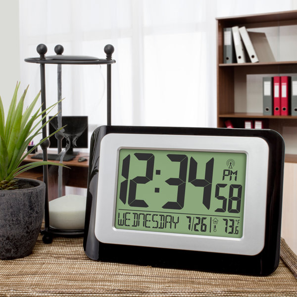 Ebern Designs Digital Atomic Clock with Indoor Temperature | Wayfair