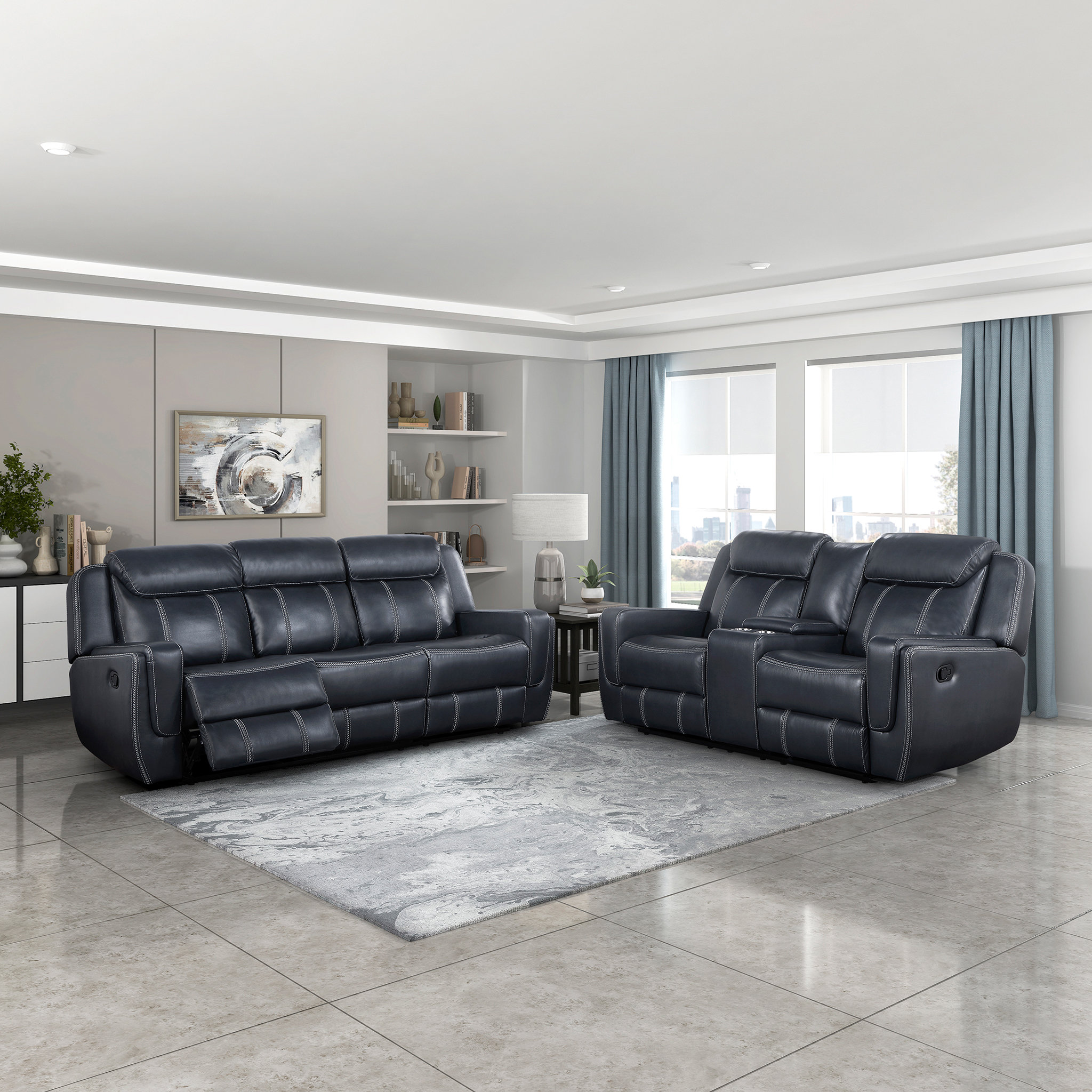 Latitude Run® Briara 2 - Piece Faux Leather Manual Reclining Sofa Set ...
