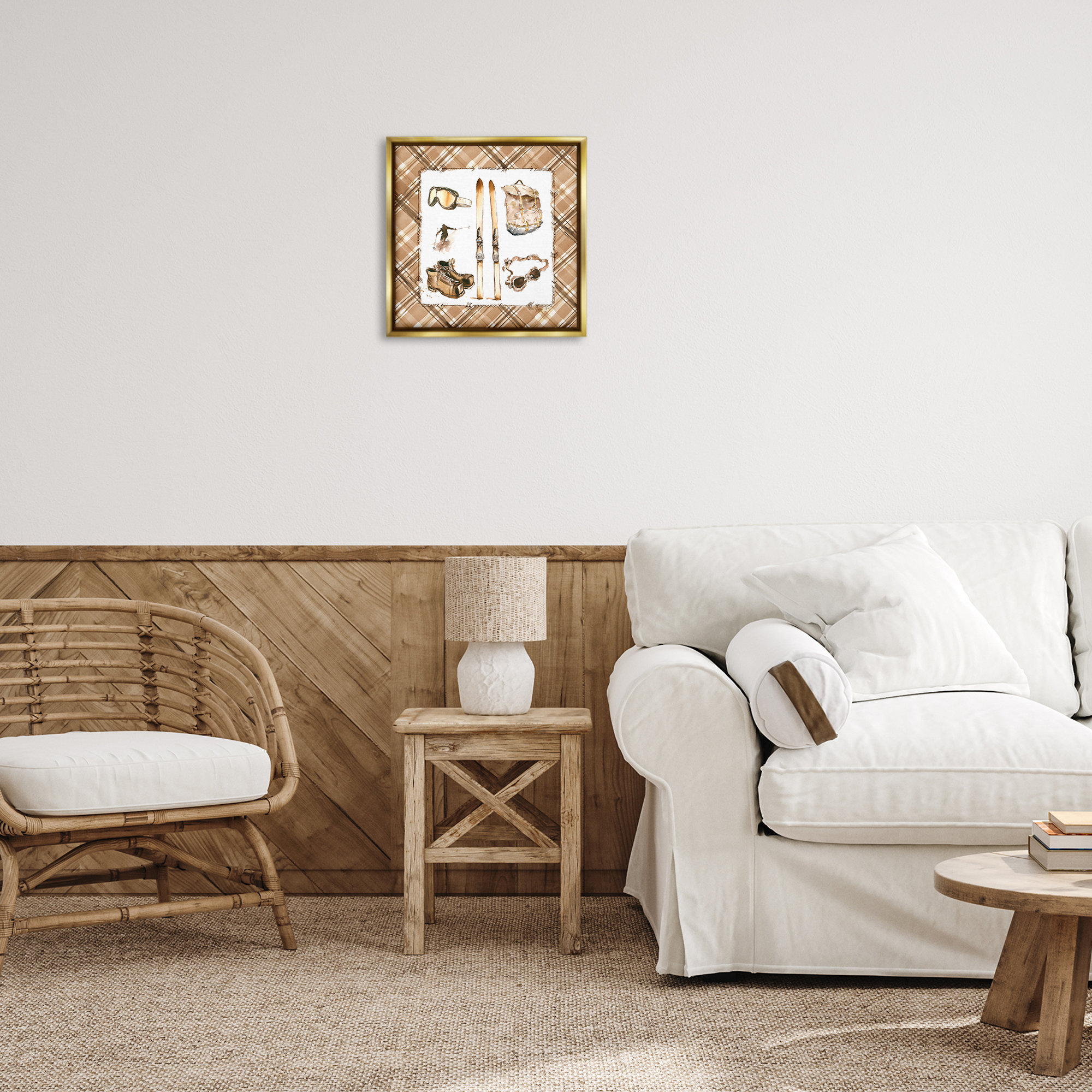 Millwood Pines Winter Sports on Plaid Framed Floater Canvas Wall Art by ...