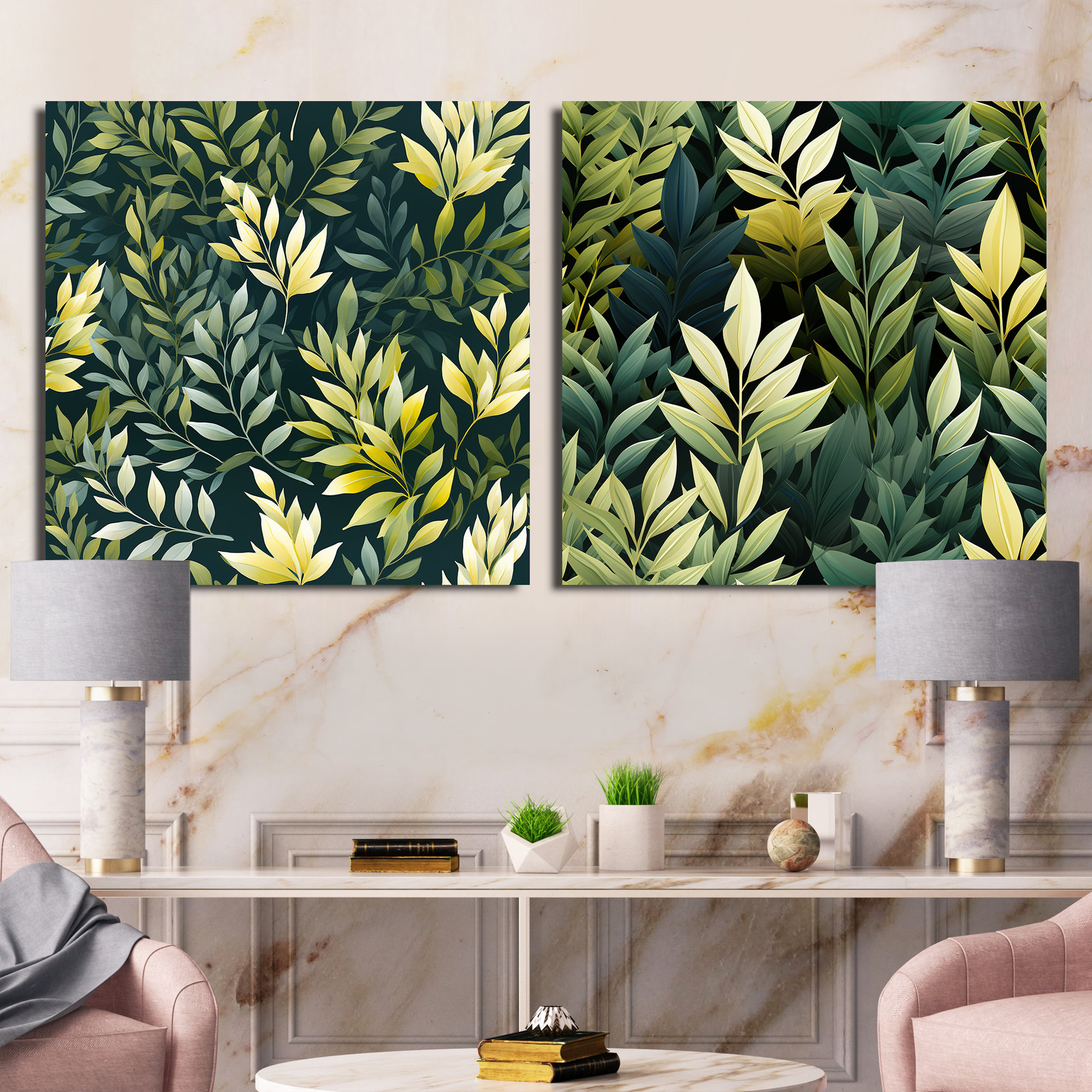 Design Art Natures Harmony Botanical Plants - Botanical Square Collage ...