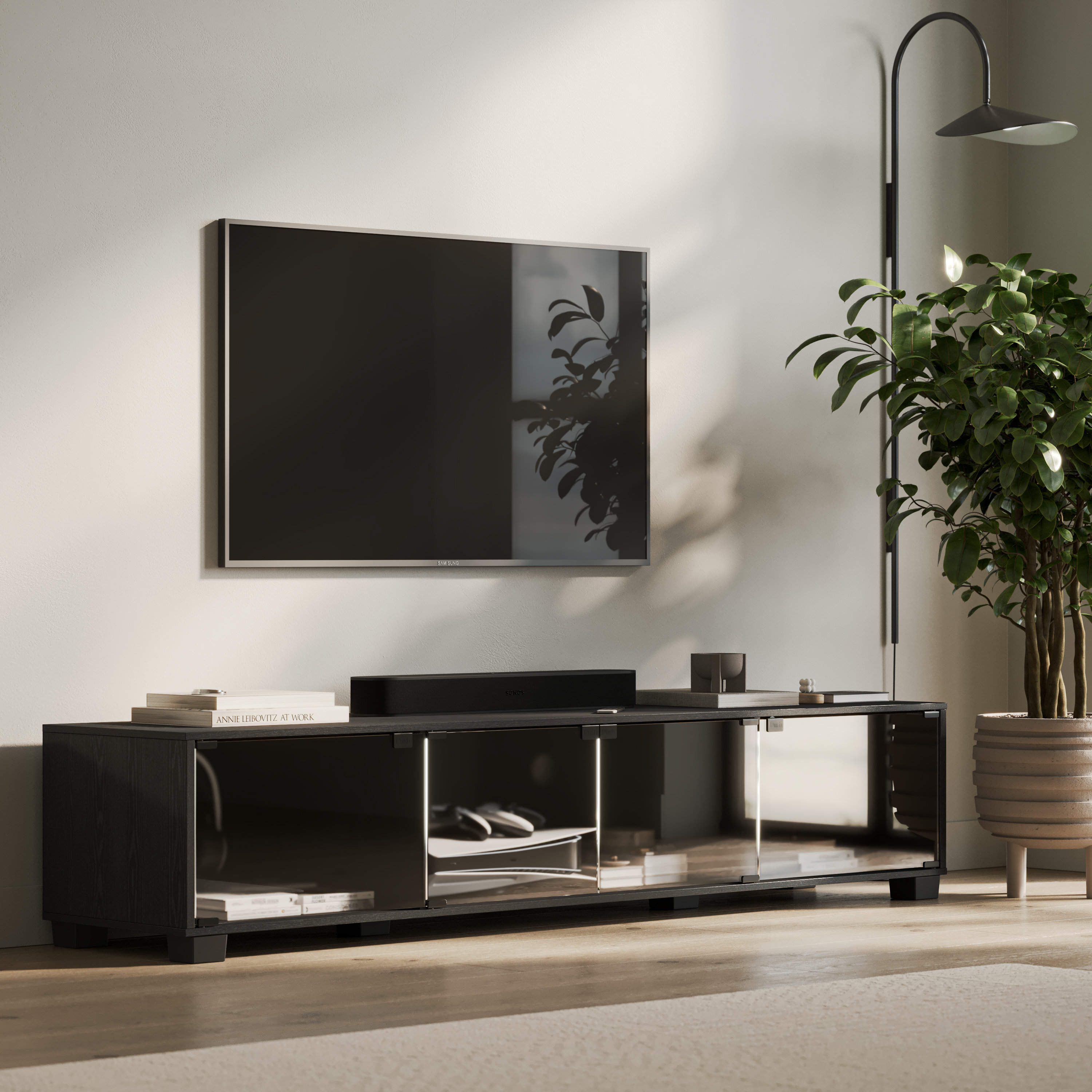 Latitude Run® 70.75'' Black Glass TV Stand for TVs up to 85" - Wayfair ...
