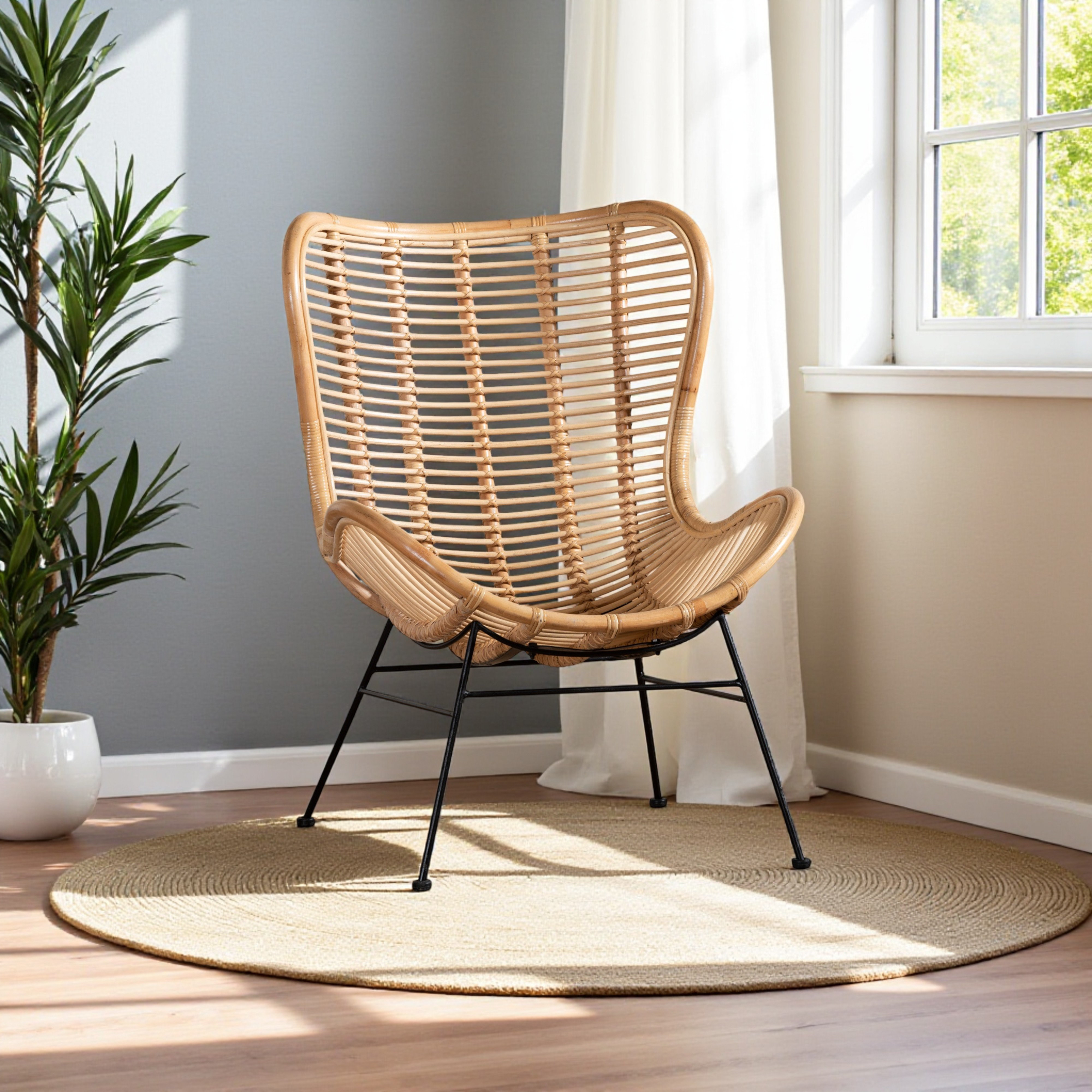 Bay Isle Home™ Nelwyn rattan accent chair in brown and black | Wayfair