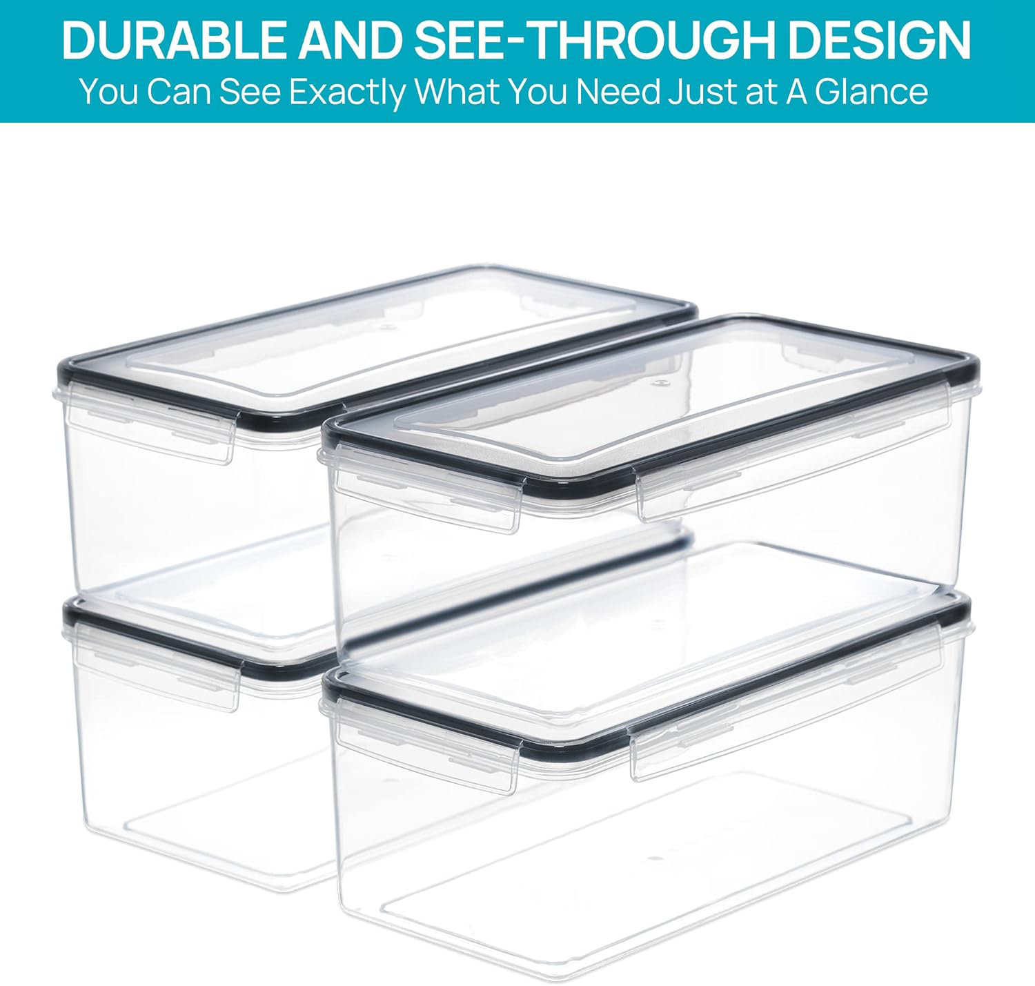 Prep & Savour Airtight Food Storage Containers With Lids 4PCS Set 3.2L ...