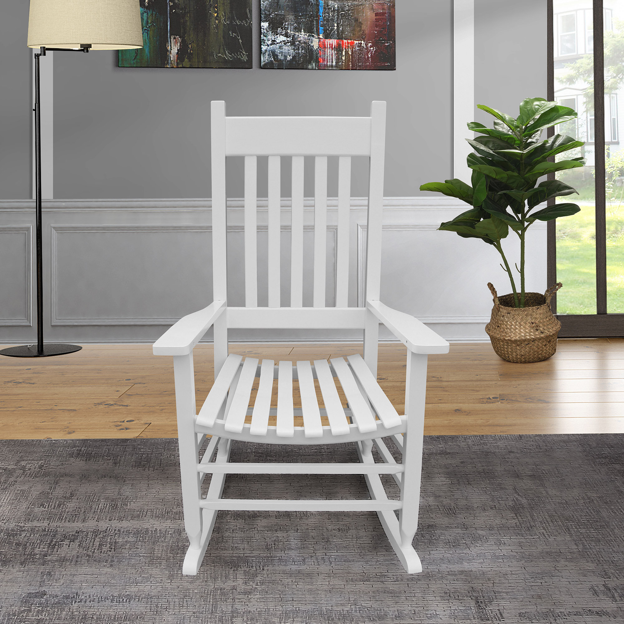 Highland Dunes Amke Wooden Porch Rocker Chair for Living Room | Wayfair