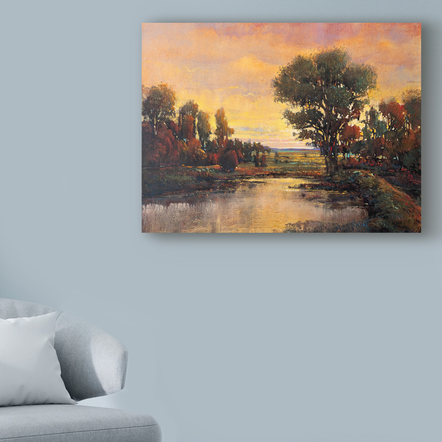Charlton Home® 'Riverside Light III' Acrylic Painting Print on Wrapped ...