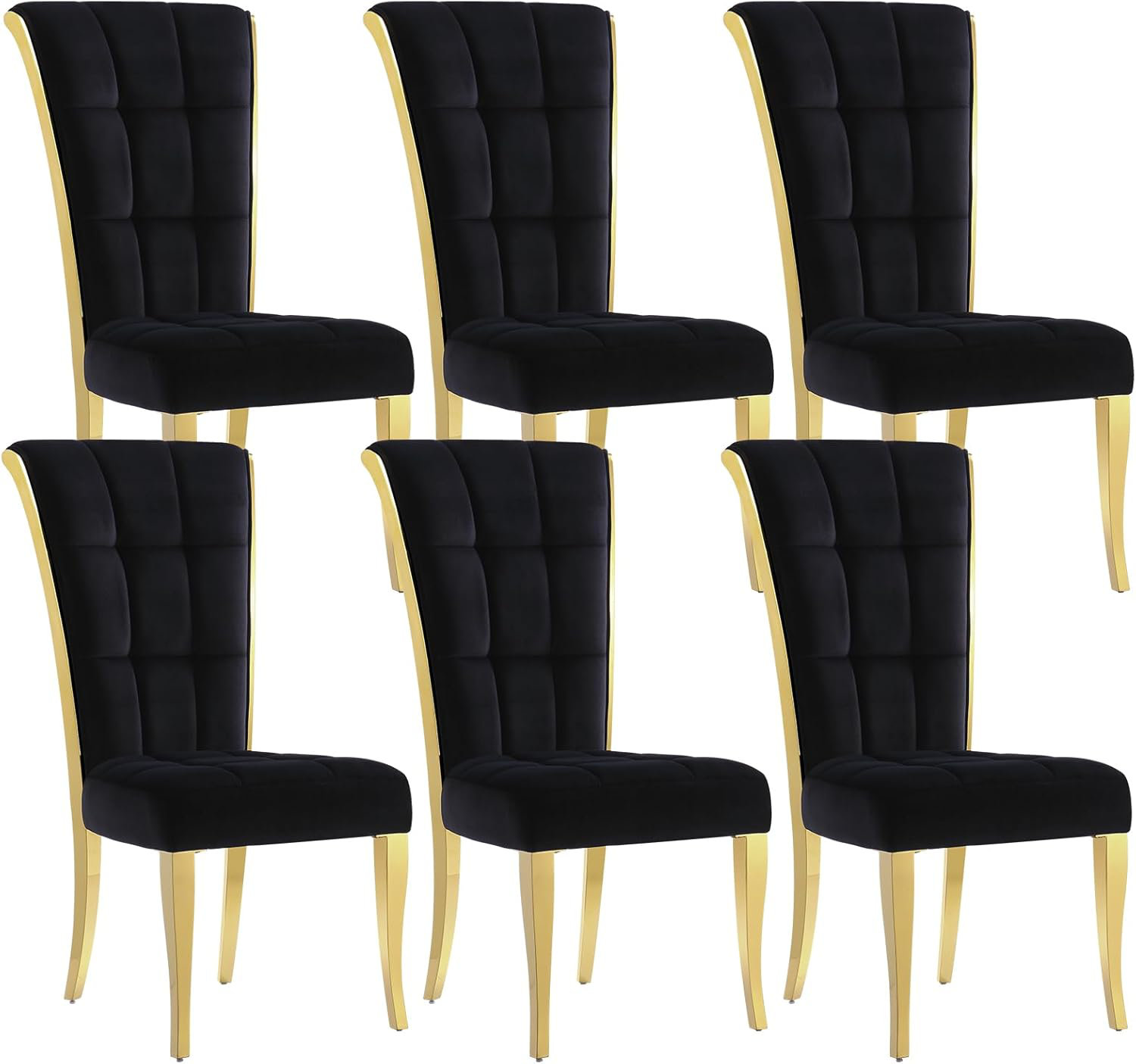 Everly Quinn Black Velvet Dining Chairs With Gold Legs | Wayfair