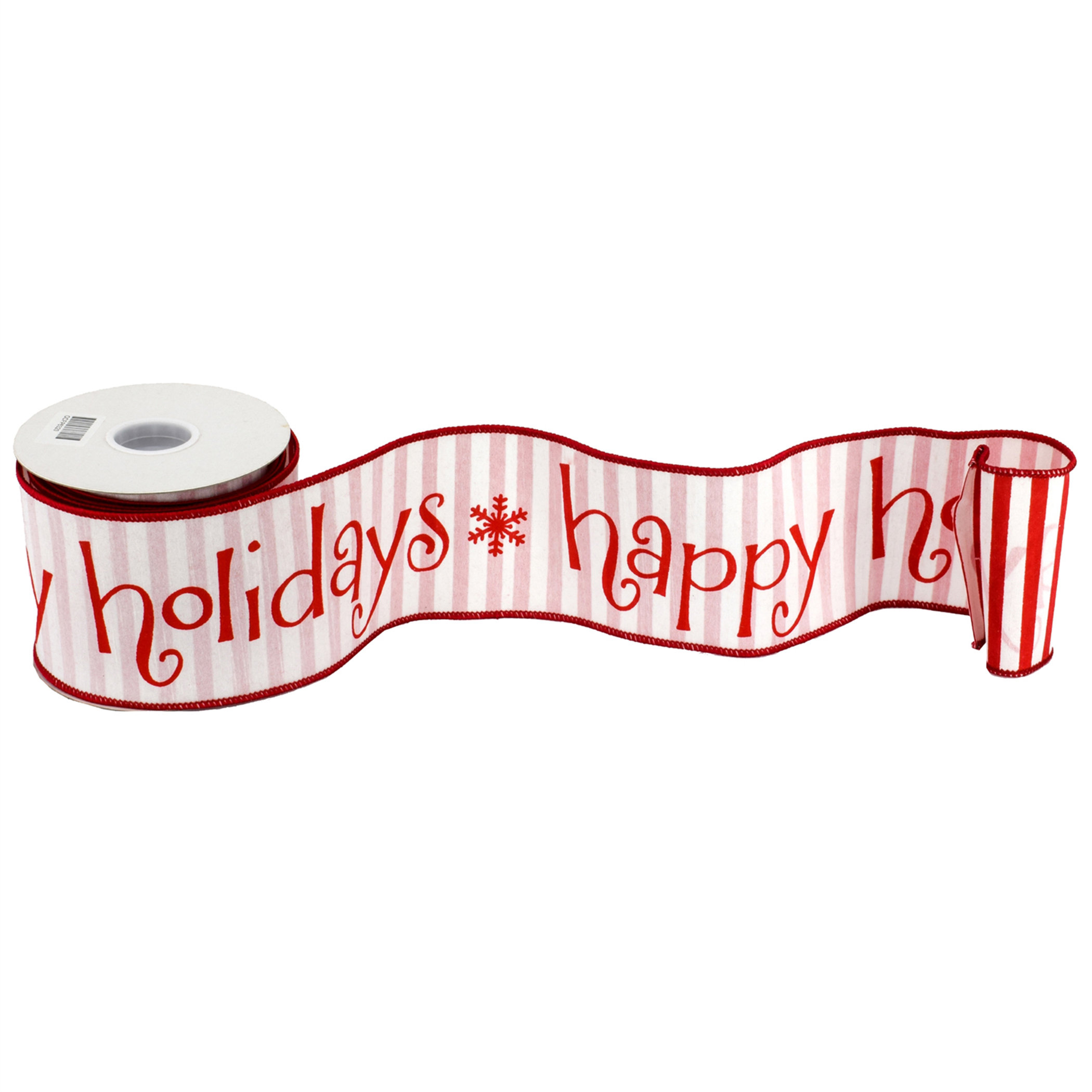 The Holiday Aisle® Happy Holiday Ribbon with Stripe Backing - Wayfair ...