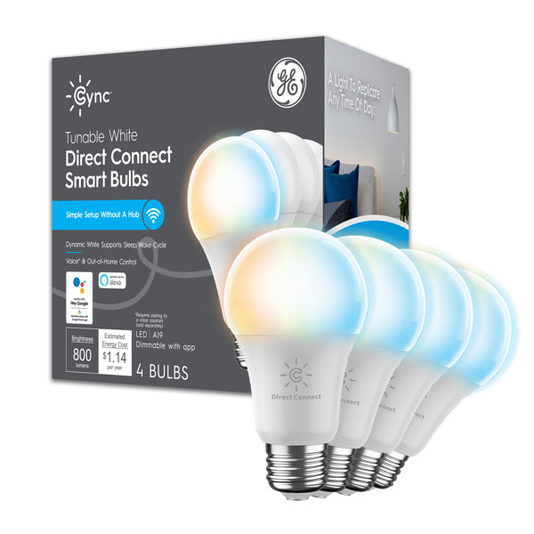 GE Lighting GE Cync Direct Connect Smart Bulbs, Tunable, A19 LED Smart ...