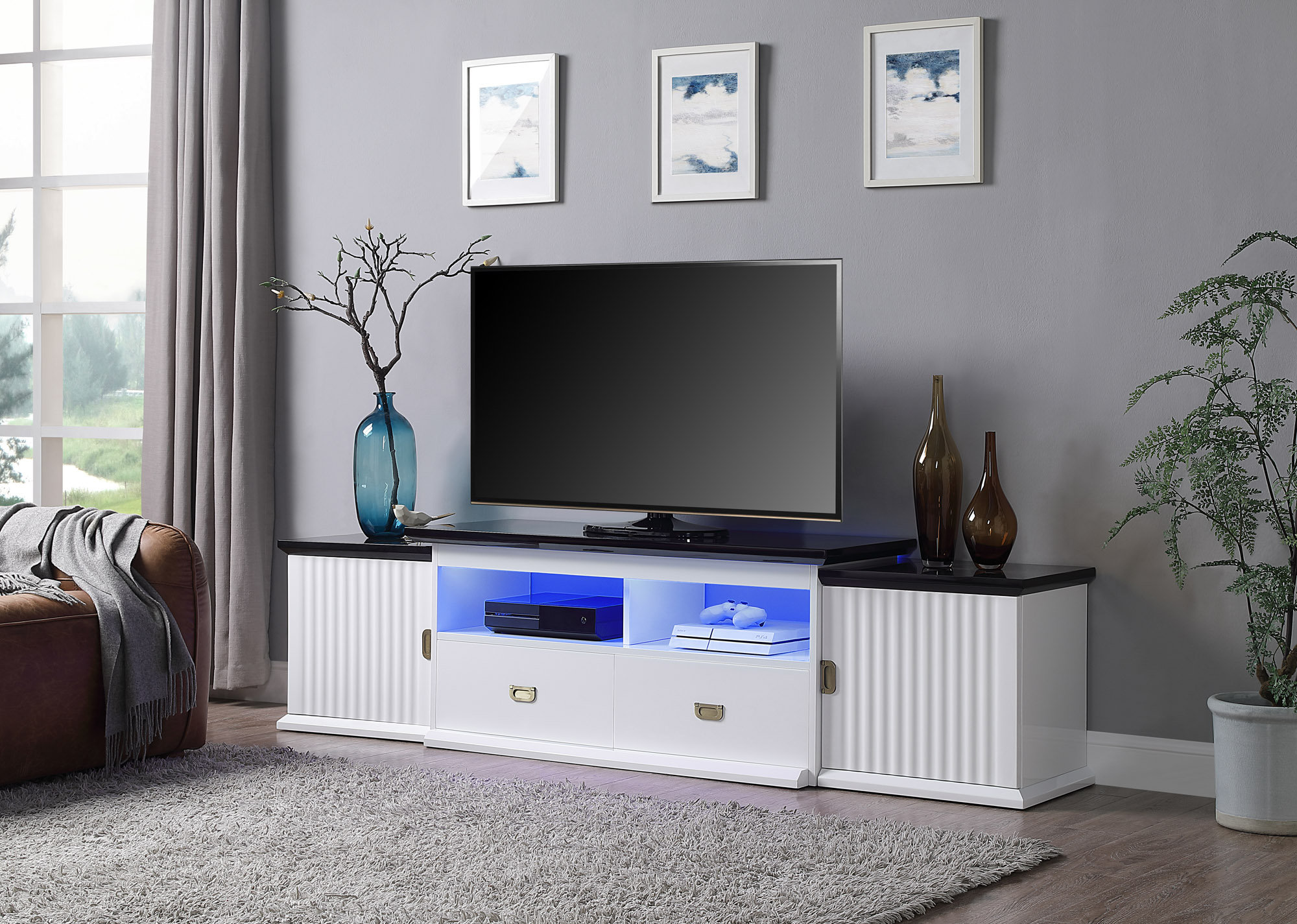 Brayden Studio Hagedorn TV Stand With Led Lights, Media Console ...