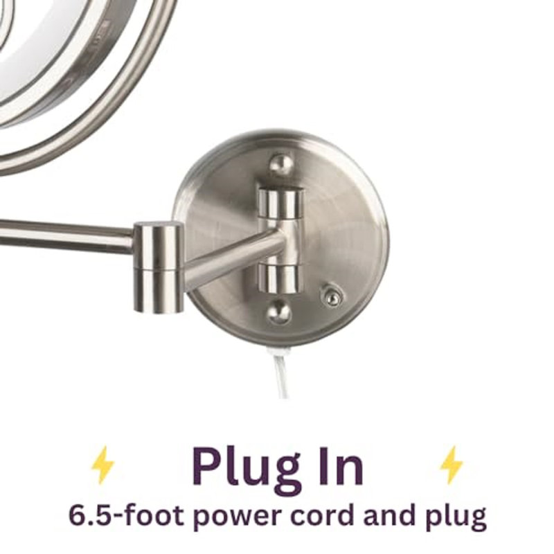 Charlton Home® Chou 8" x 10" Lighted Wall Mount Magnified Makeup Mirror ...