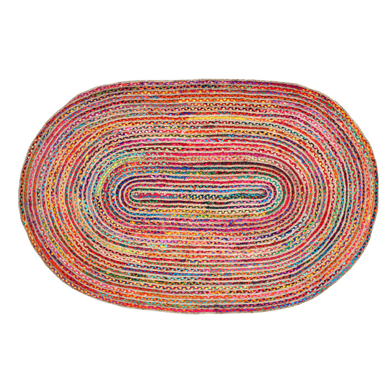 Bungalow Rose Handmade Braided Cotton Multicolor Indoor / Outdoor Area ...