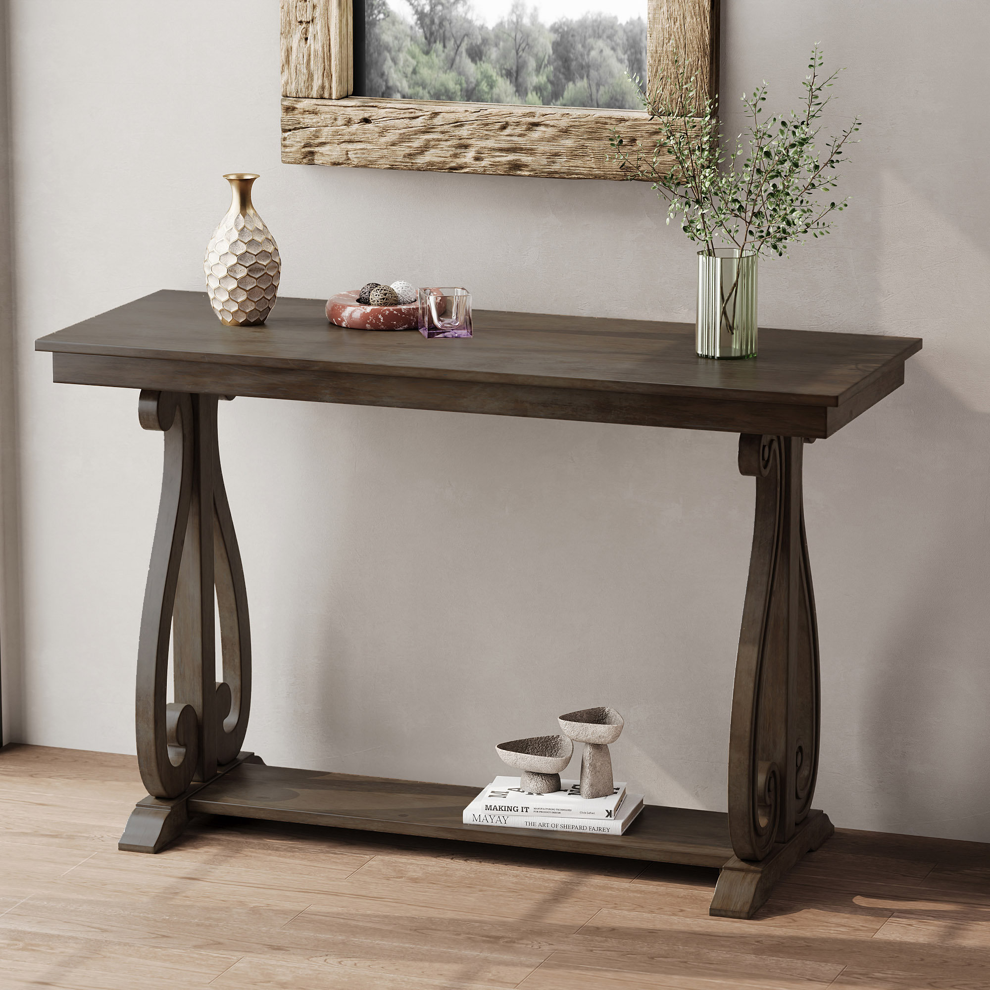 Lark Manor™ TREXM 48-Inch Rustic Vintage Console Table --- Farmhouse Style Entryway Table With ...