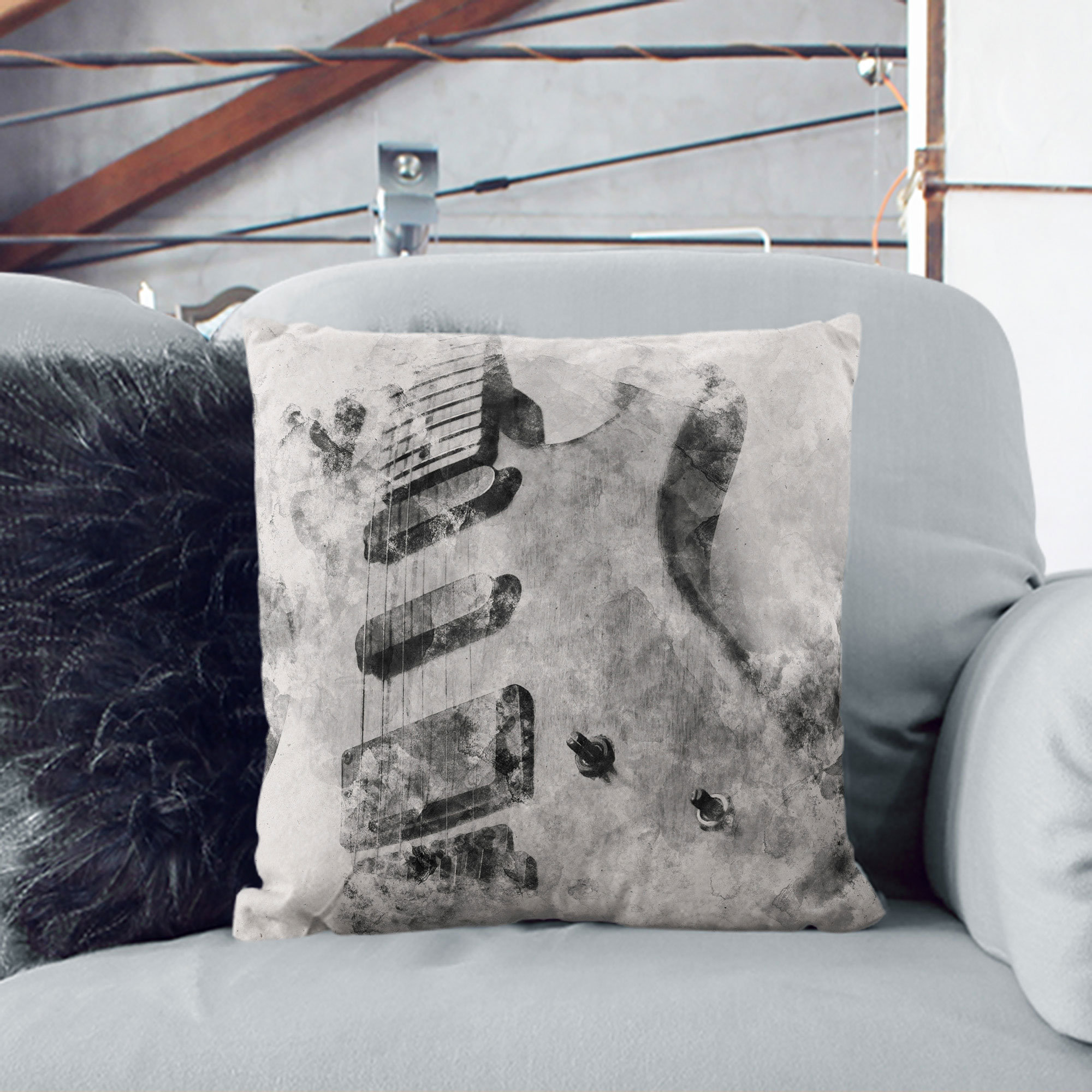 East Urban Home Electric Guitar Vol.2 Watercolour Scatter Cushion | Wayfair.co.uk