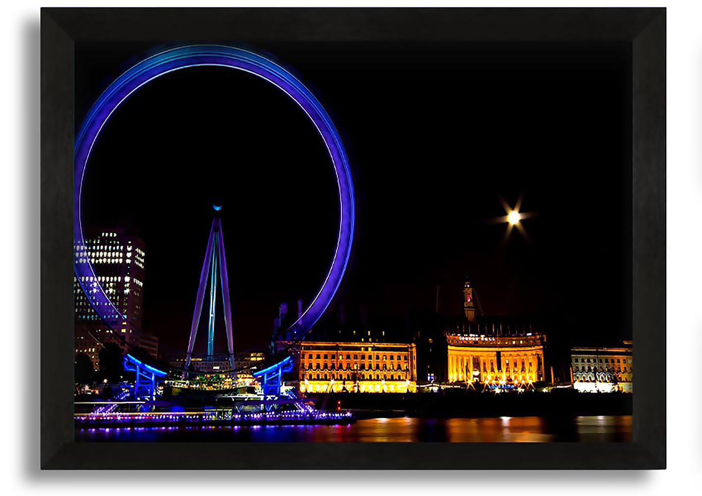 Brayden Studio London Eye Blues in London - Picture Frame Photograph on ...