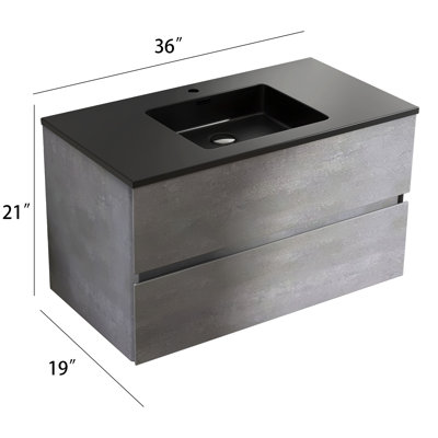 Orren Ellis 36" Wide Wall-Mounted 2-drawer Bathroom Vanity Set in ...