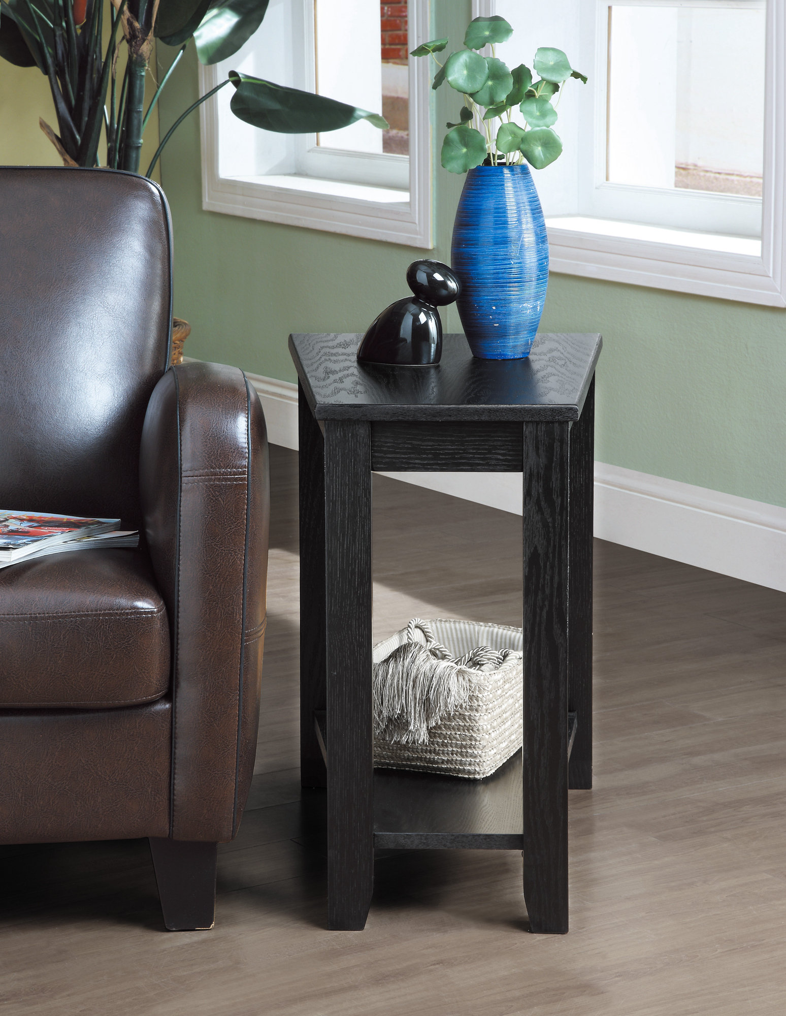 Winston Porter Contemporary Chairside Table With Lower Shelf Wedge ...