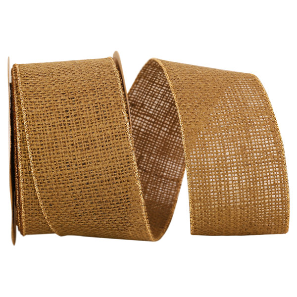 The Holiday Aisle® Burlap Wired Edge-gold Edge Ribbon - Wayfair Canada