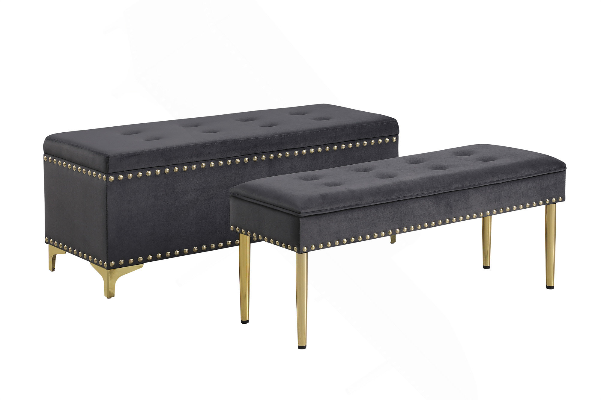 Mercer41 Large Storage Benches Set, Nailhead Trim 2 In 1 Combination ...