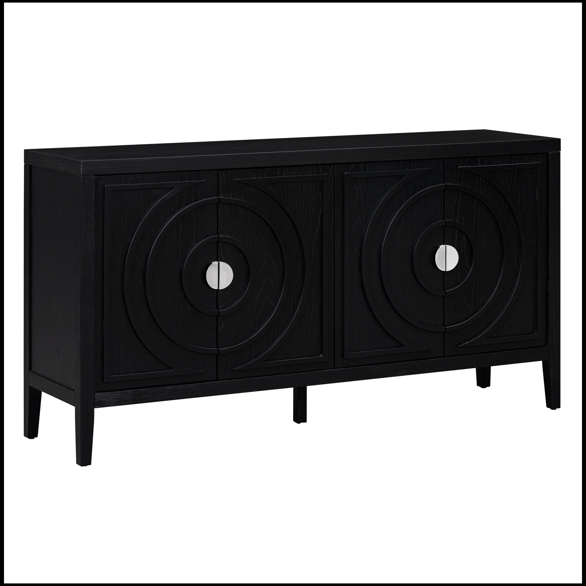 Winston Porter Retro Sideboard door with Circular Groove Design Round ...