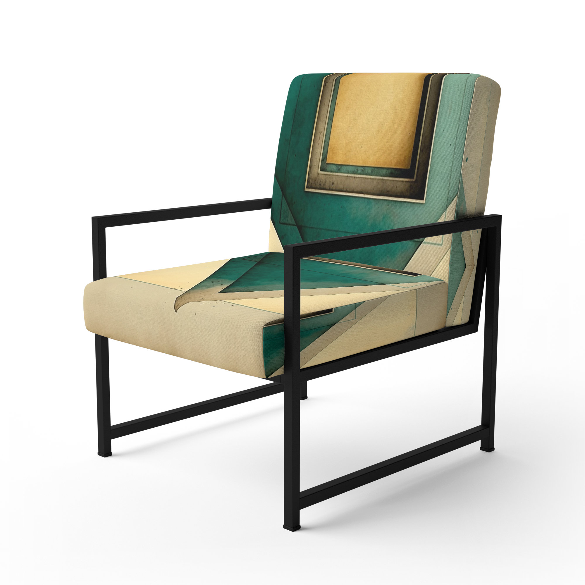 East Urban Home Dartee - Upholstered Abstract Geometric Accent Arm Chair | Wayfair