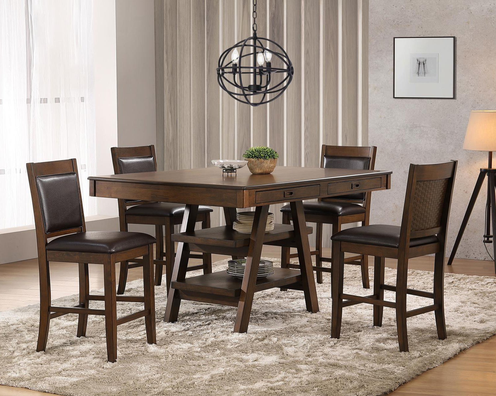 Red Barrel Studio® Lammond 5 - Piece Counter Height Dining Set in Brown ...