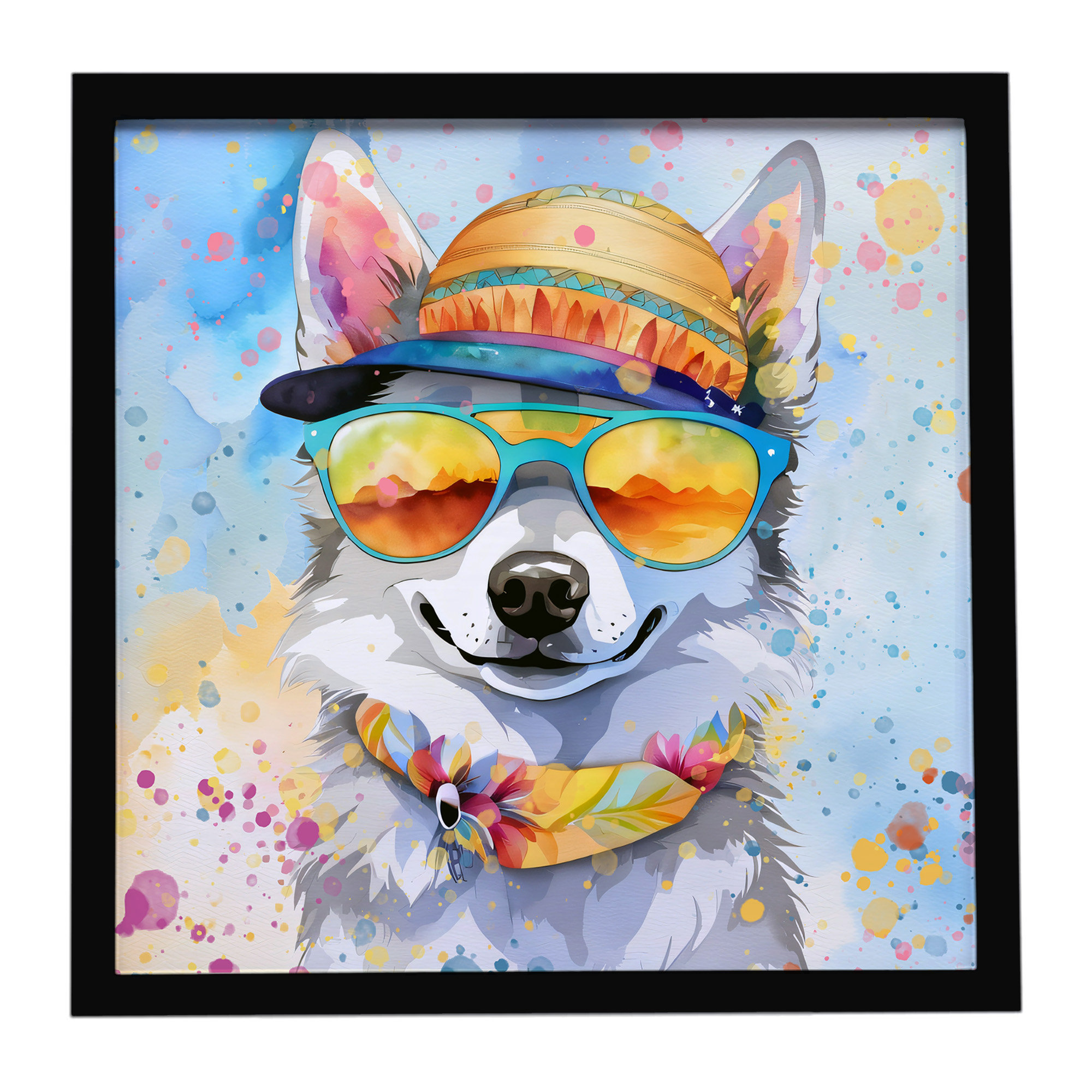 Caroline's Treasures Alaskan Klee Kai Hippie Dawg Framed Metal Print ...