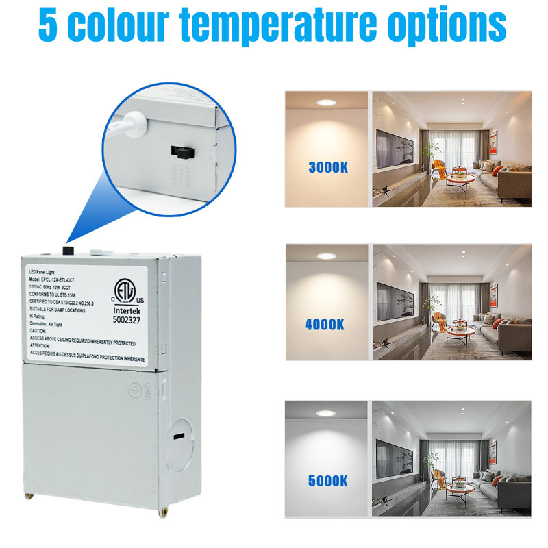 WYZM 4in Color Adjustable LED Recessed Downlight with Night Light 12 ...