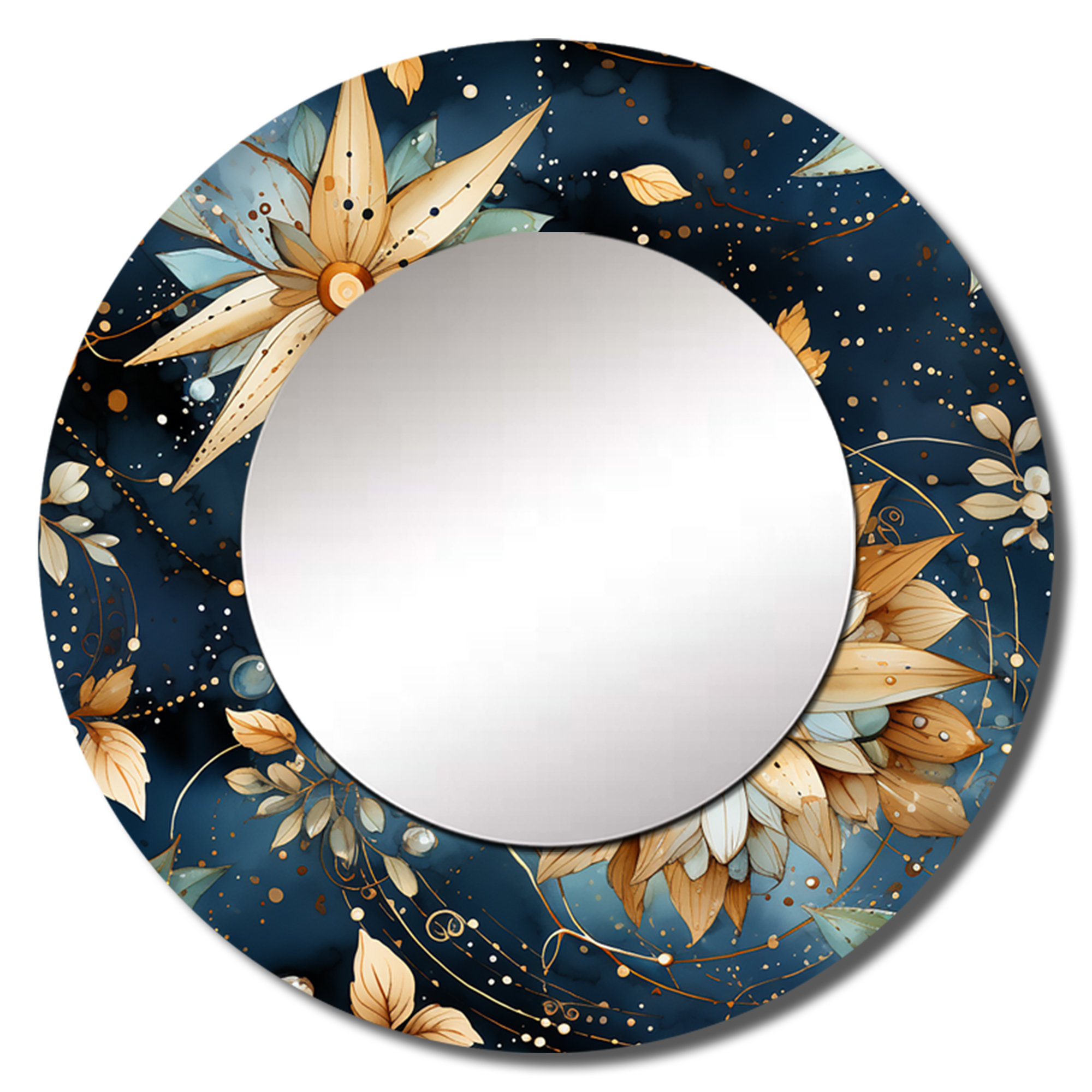 Design Art Cosmic Nomad Boho Pattern - Bohemian & Eclectic Round Mirror ...