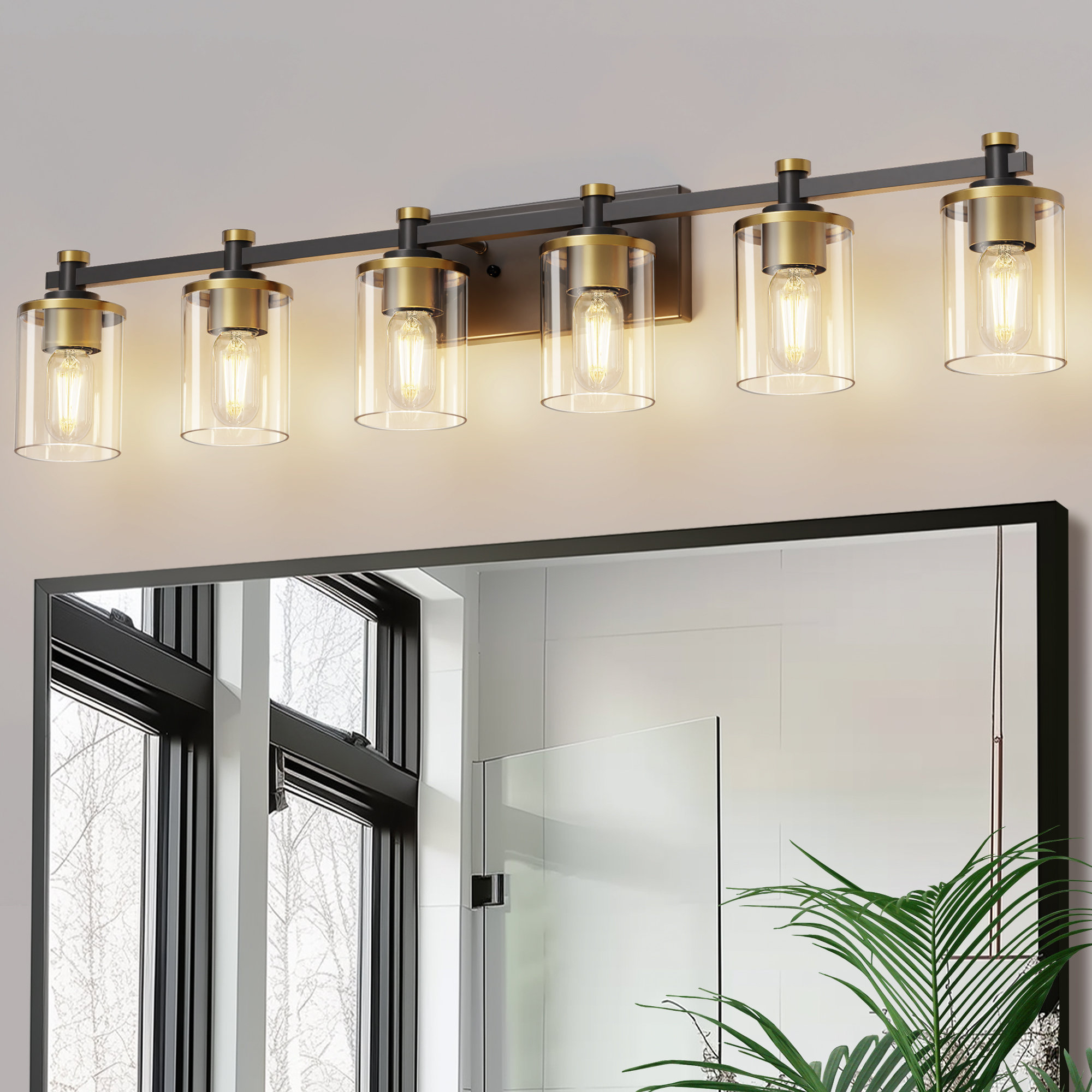 Latitude Run® Modern 6-Light Vanity Fixture With Clear Glass Shades ...