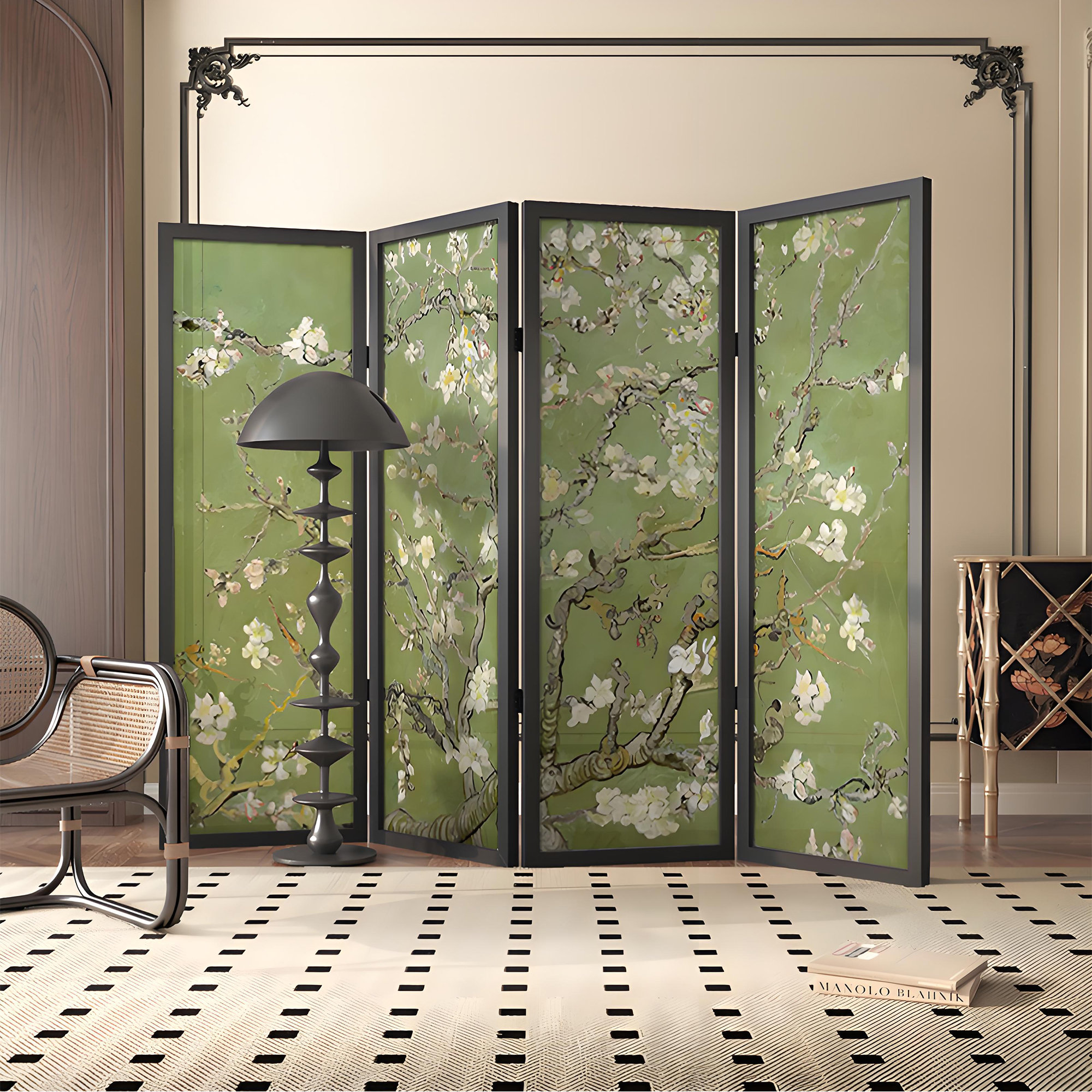 Winston Porter Antique Style Walnut Wood Plum Blossom Screen - Wayfair ...
