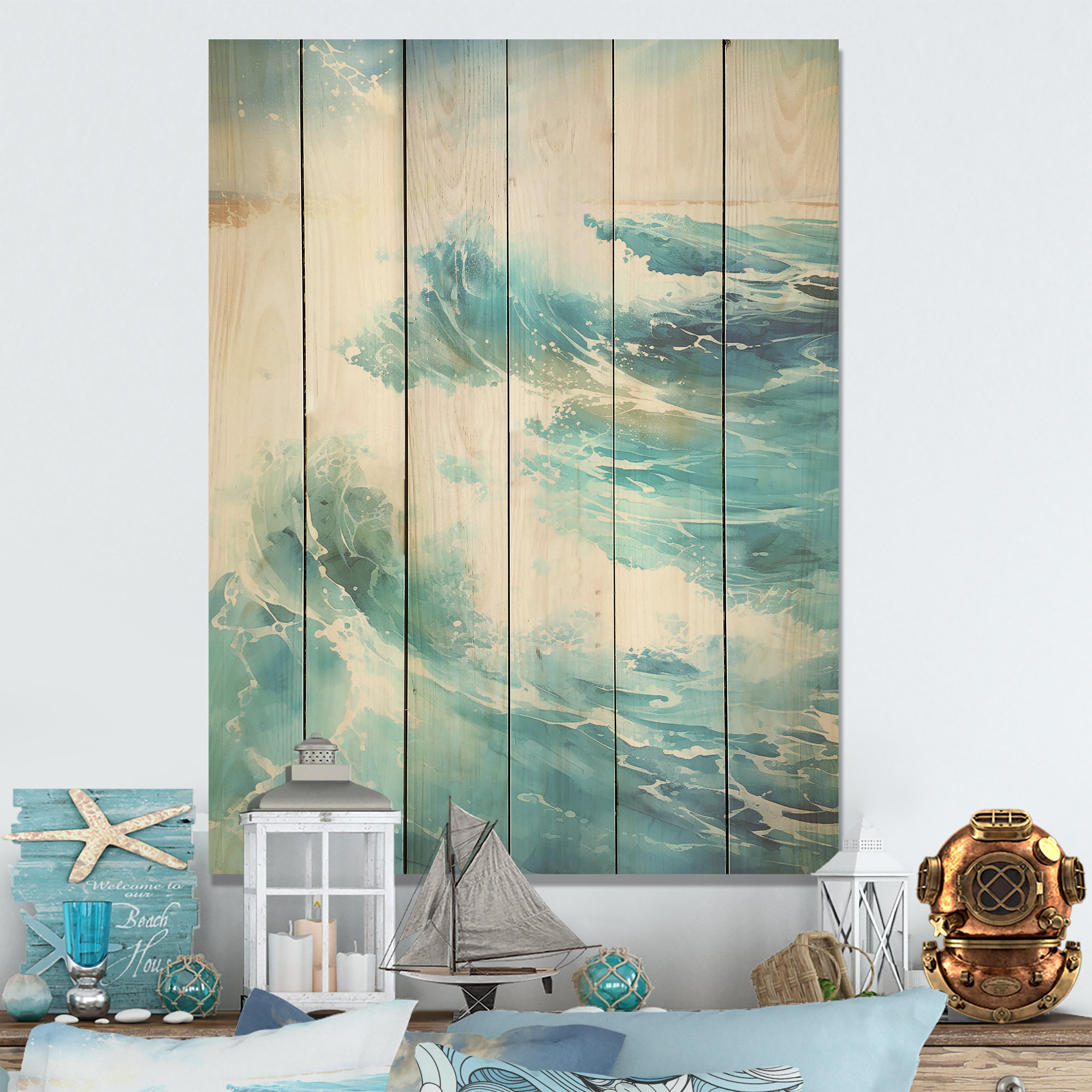 Ophelia & Co. Modern Coastal Collage Scenery - Coastal Ocean Wood Wall ...
