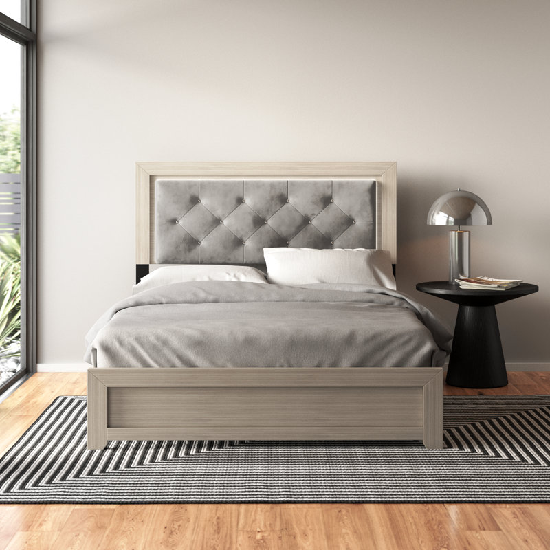 Lark Manor Alandis Upholstered Standard Bed with Headboard Lighting ...