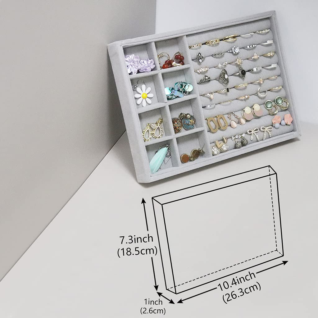Latitude Run® Stackable Jewelry Display Trays, Velvet Jewelry Drawer ...