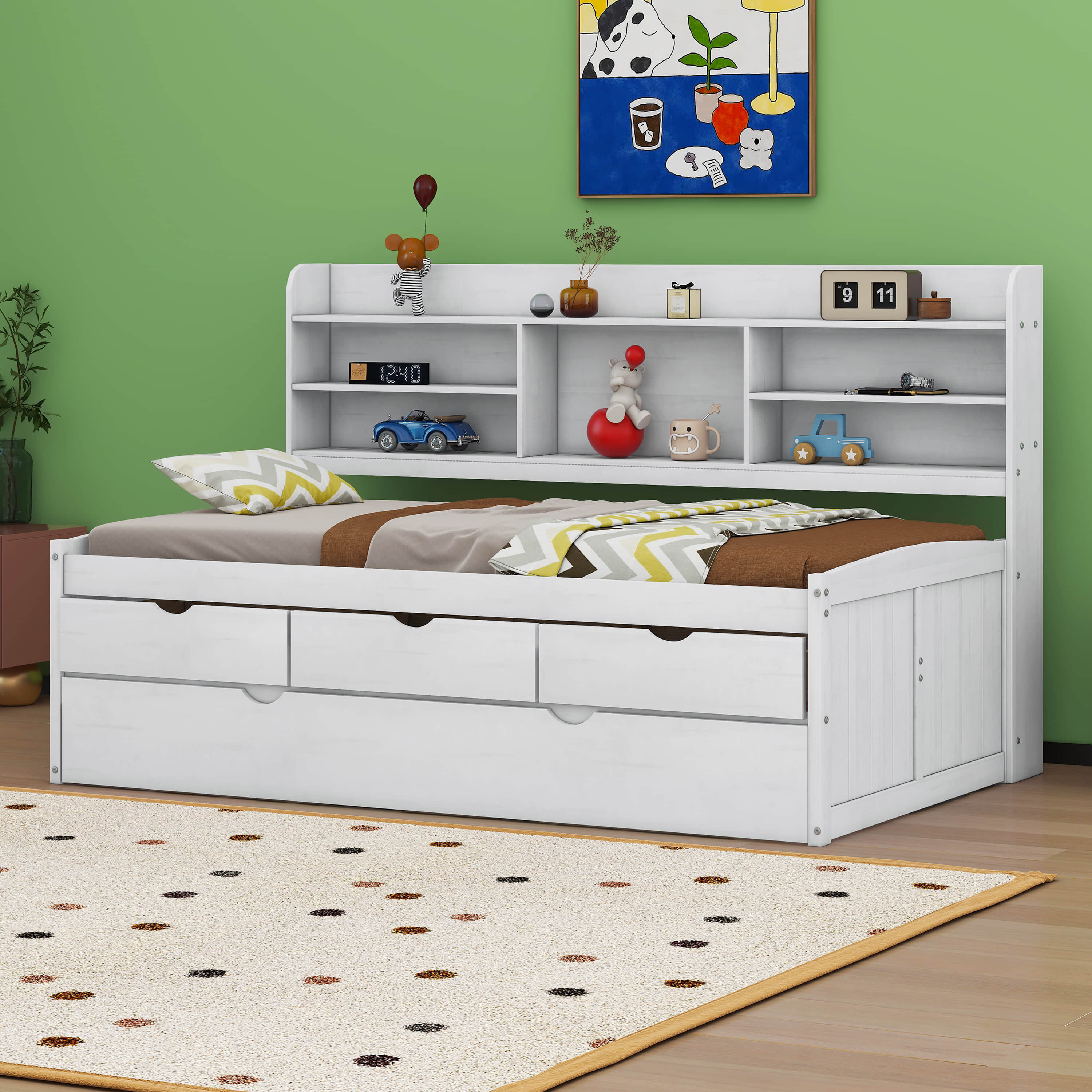 Red Barrel Studio Orhideea Twin Size Wooden Captain Bed with Built-in ...