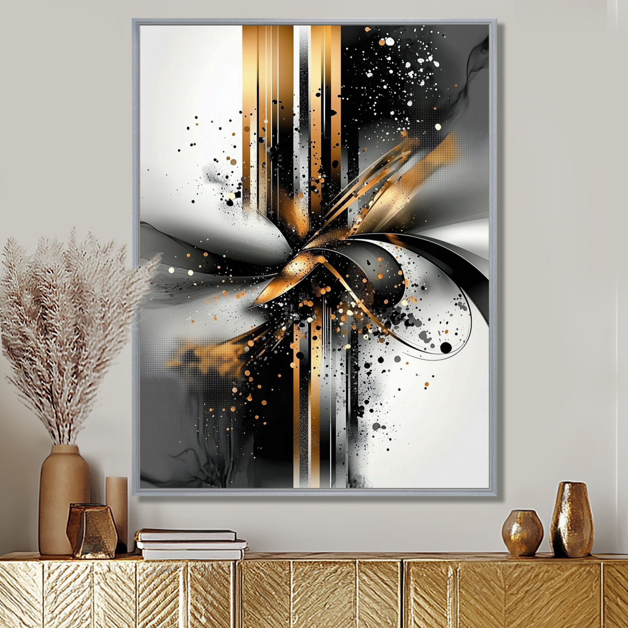 Mercer41 Ink Fusion Of Glam And Black I - Abstract Liquid Ink Wall ...