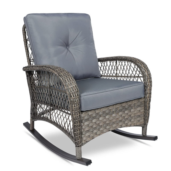 Bayou Breeze Outdoor Matrix Rocking Wicker/Rattan Chair with Cushions ...