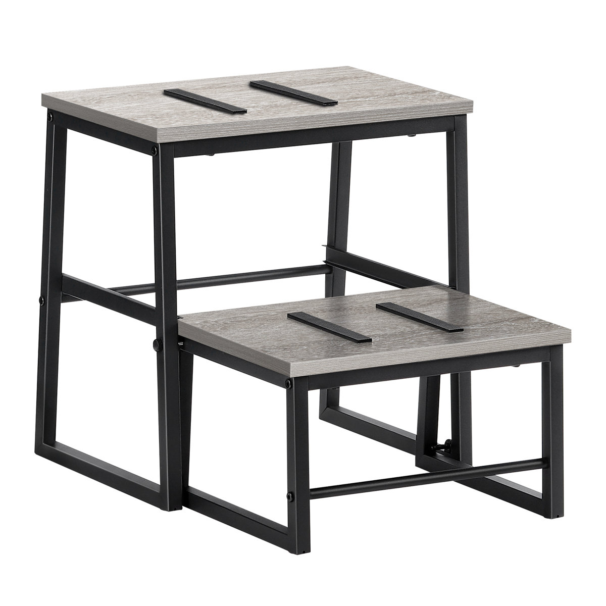 17 Stories 2-Step Industrial Step Stool, Wood & Metal Frame Step Stool ...