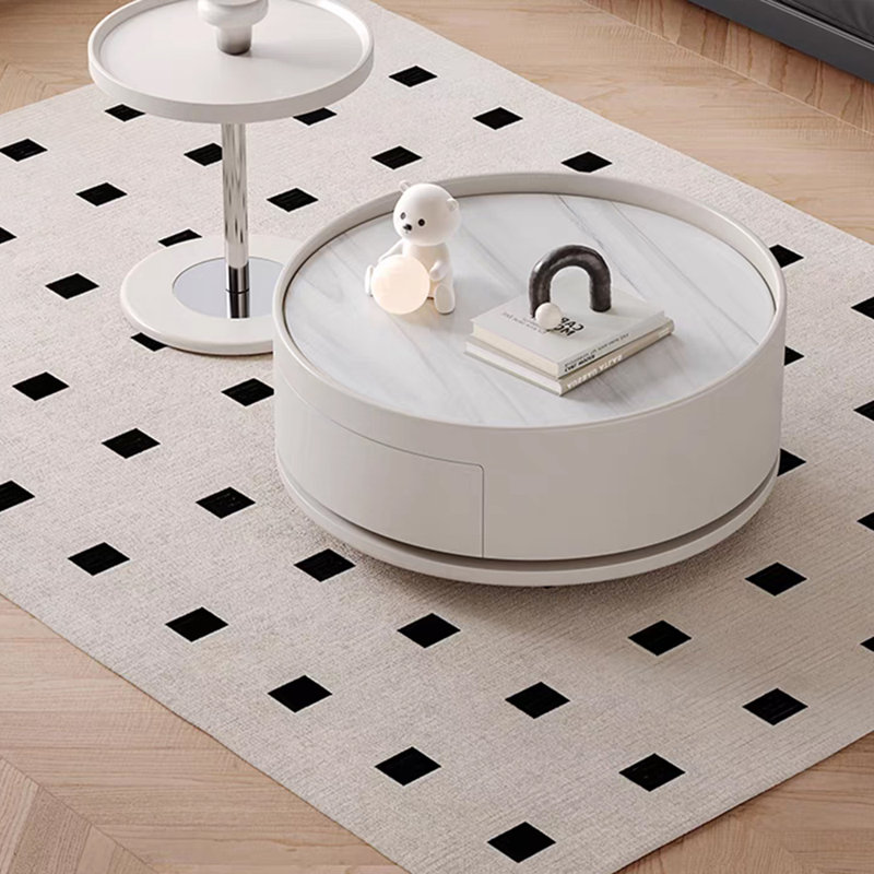 Orxva Galaxy Minimalist cream style rotating end table | Wayfair