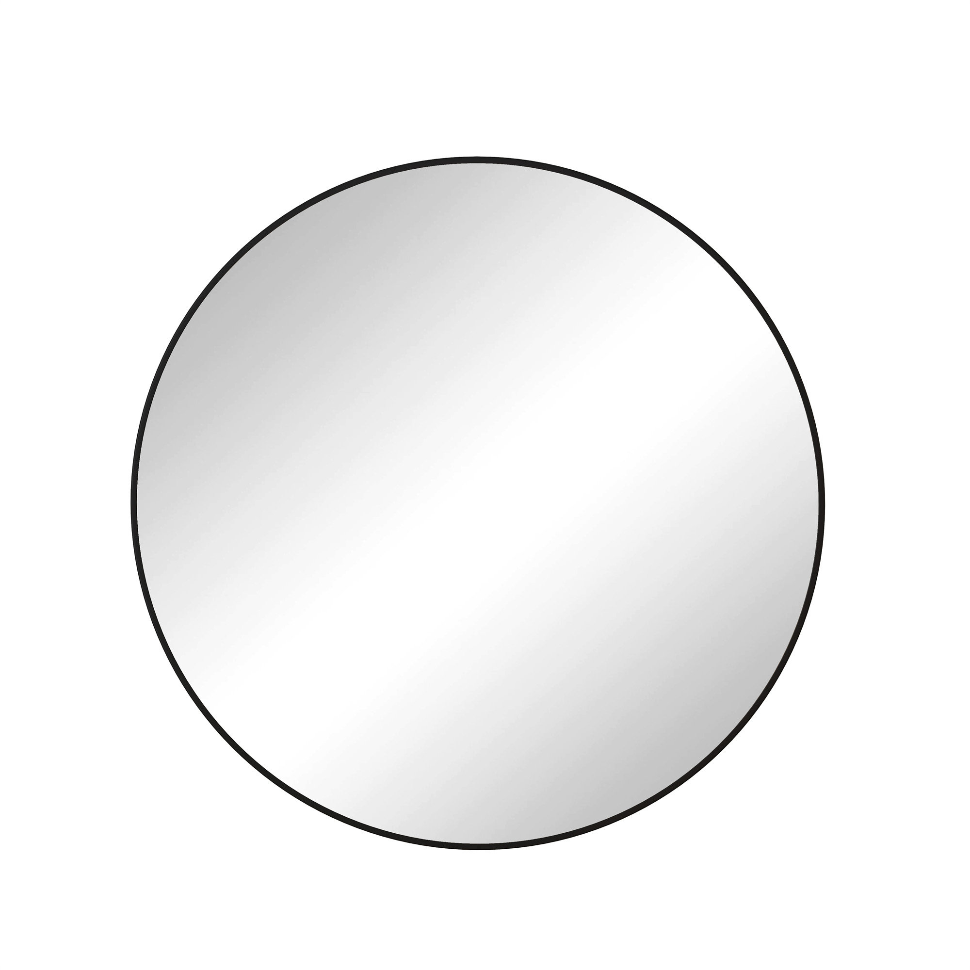 Ebern Designs Wall Mirror 28 Inch Black Circular Mirror Metal Framed ...