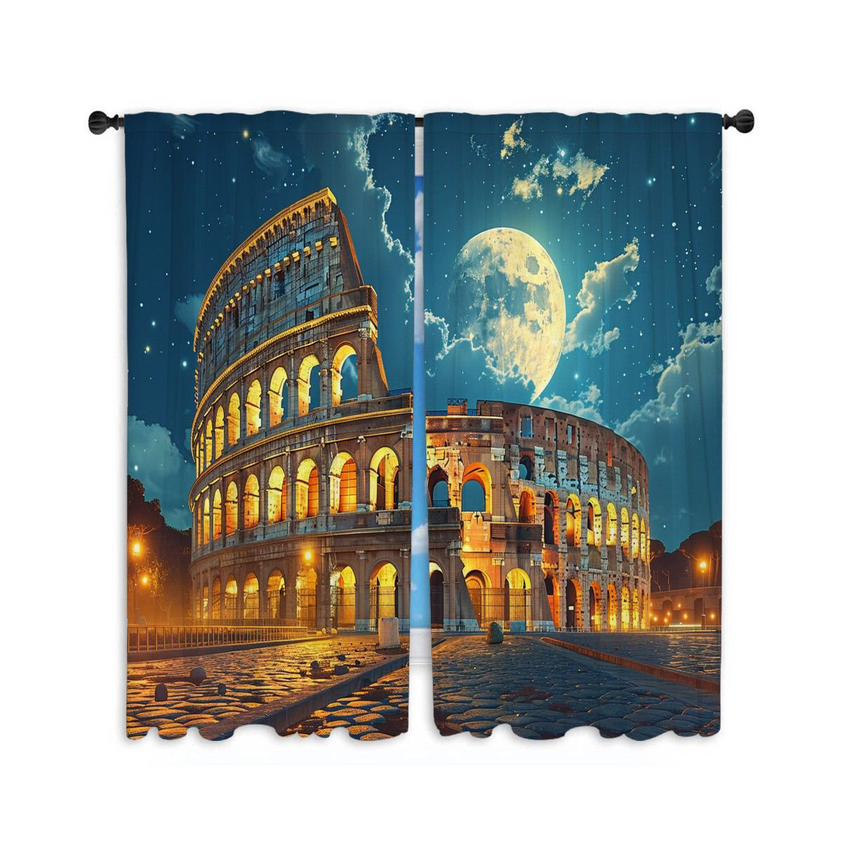 VisionDecor 11940_Colosseum Window Curtains Monument Moonlight View ...
