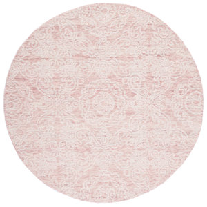 Etta Avenue™ Noor Damask Handmade Tufted Wool Dark Pink/Ivory Area Rug ...