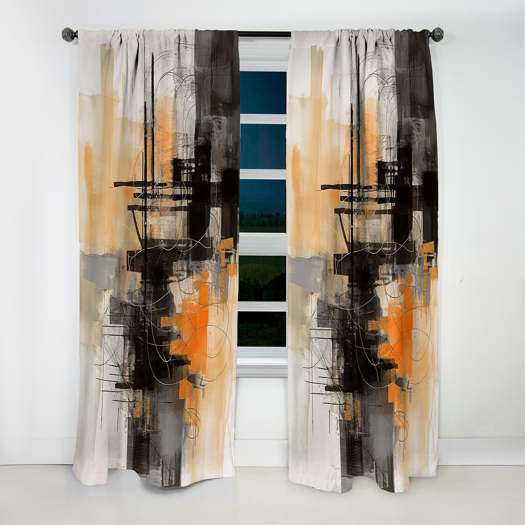Orren Ellis Abstract Design Shapes II - Abstract Collages Curtain ...