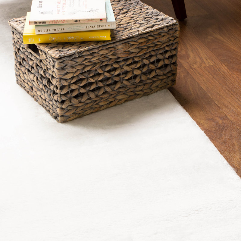 Ebern Designs Solera Faux Fur Snow White Rug & Reviews | Wayfair