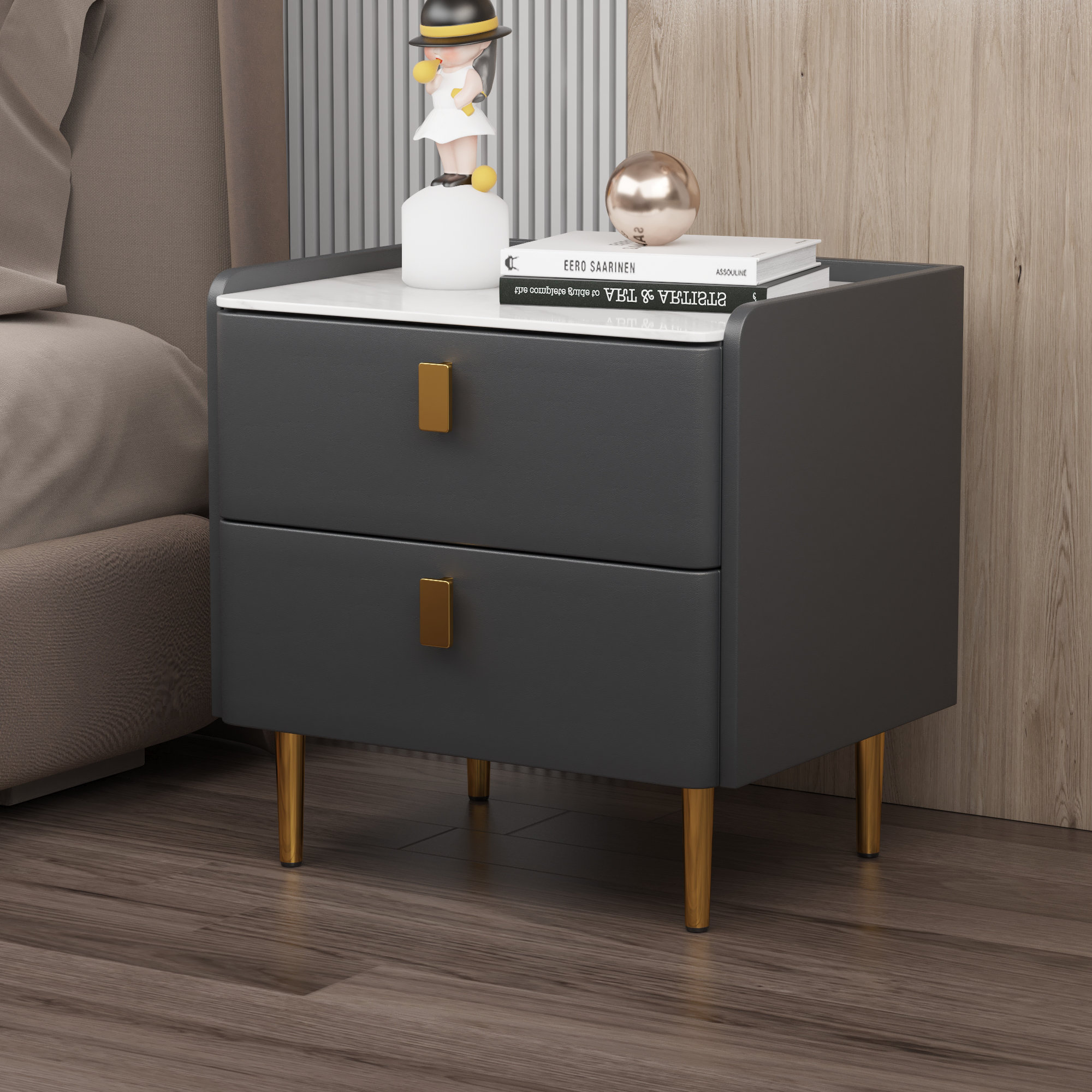 Everly Quinn Modern Bedroom Nightstand With 2 Drawers & Reviews | Wayfair
