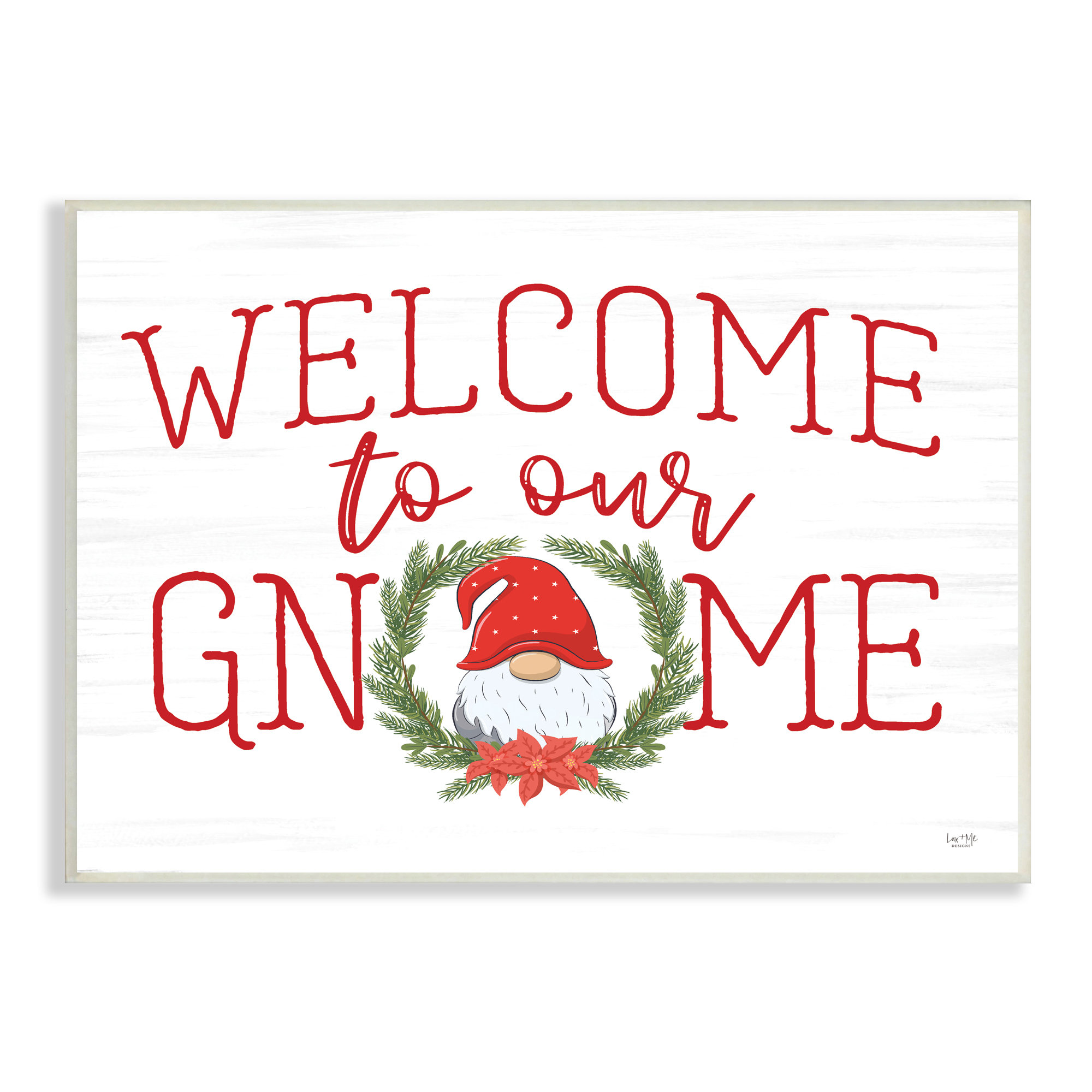 Stupell Industries Gnome Welcome Sign Cottage Laurel Grainy Pattern ...