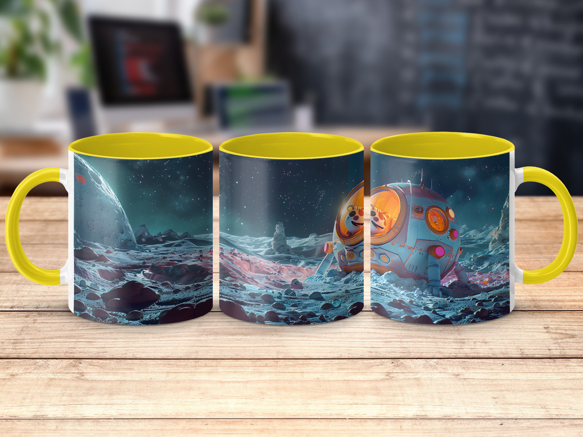 East Urban Home Colourful 3D Design 11oz Accent Mugs – White Ceramic ...