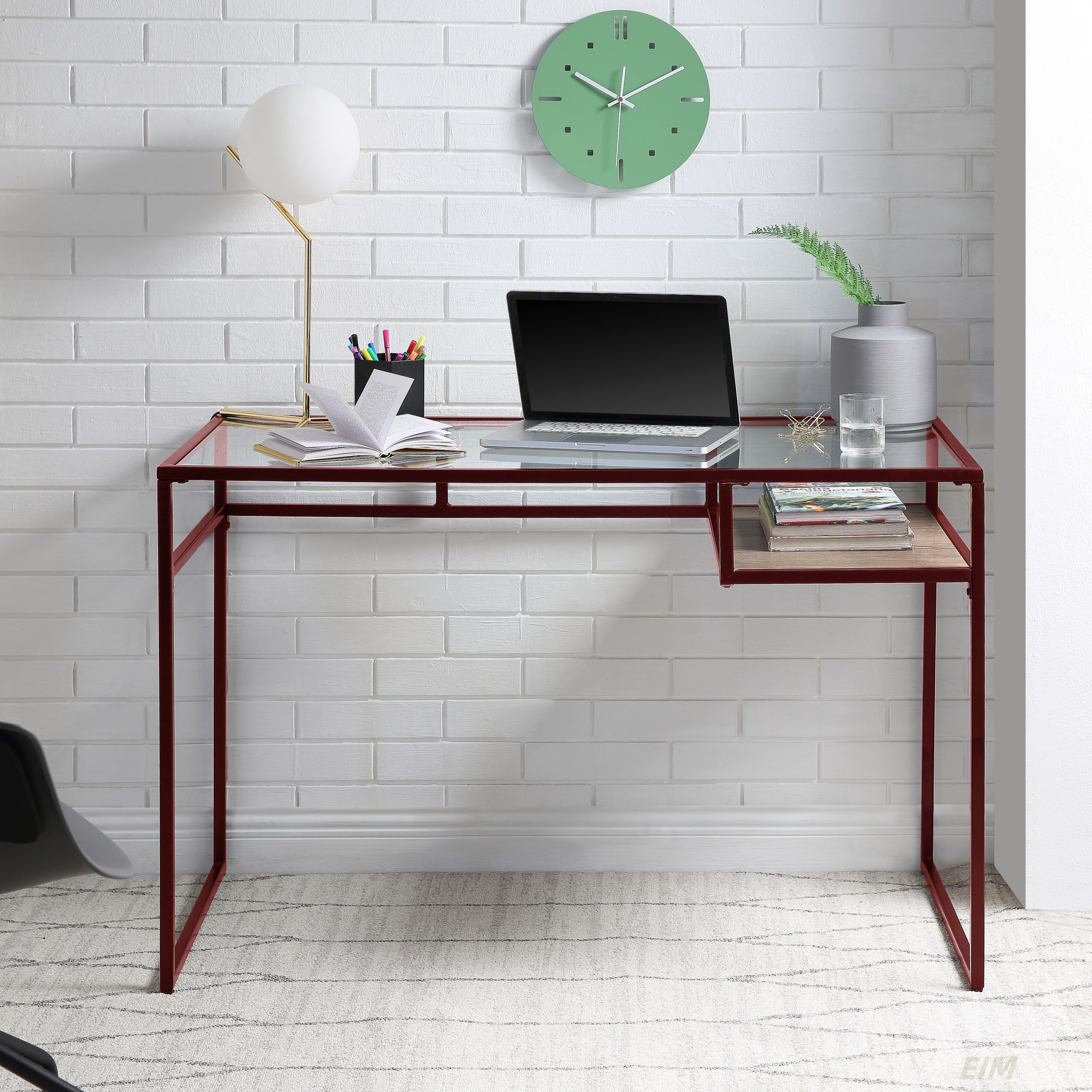 Mercer41 Yasin Glass Top & Red Finish Writing Desk - Wayfair Canada