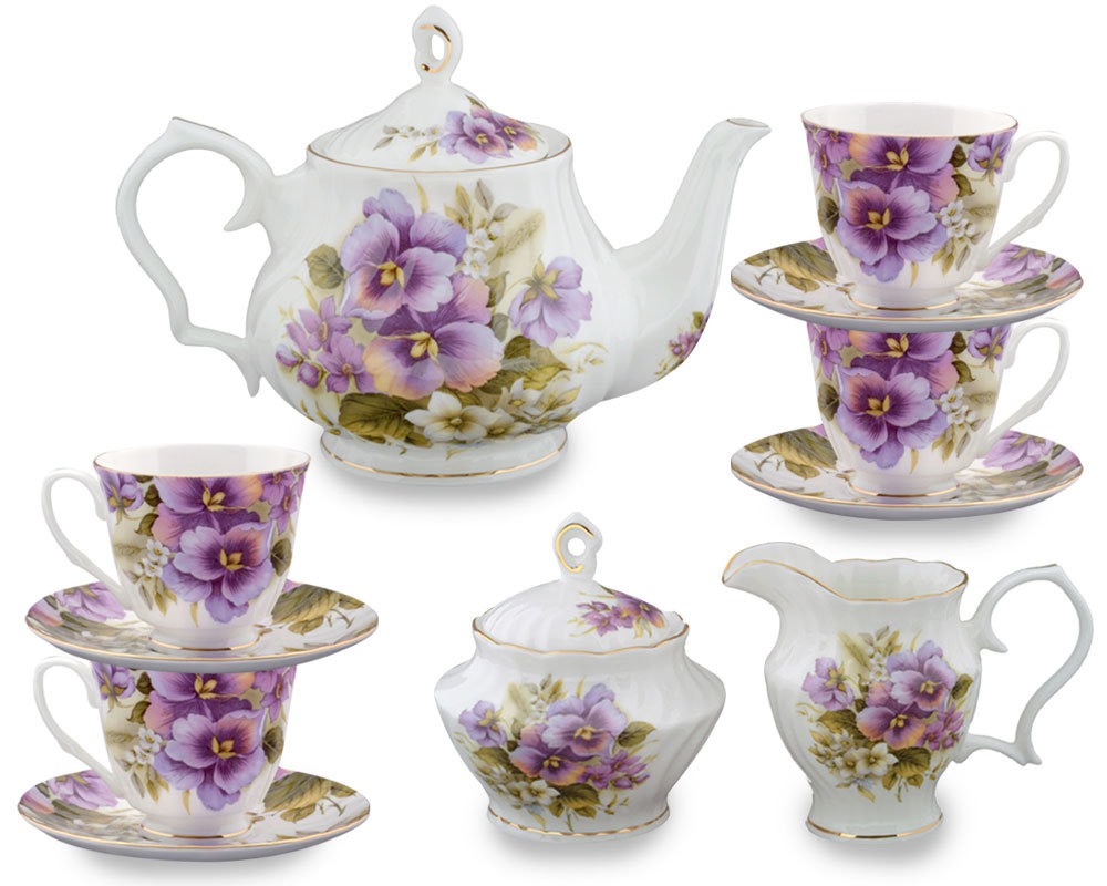 Grace's Tea Ware 11 Piece Bone China Pansy Tea Set & Reviews | Wayfair