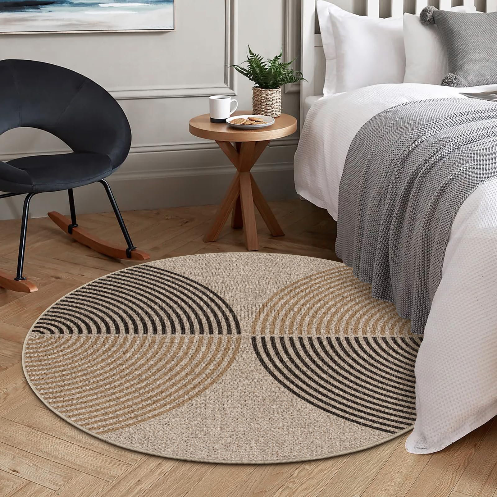 Corrigan Studio® Modern Rainbow Round Entryway Rug 4Ft, Circle Easy ...
