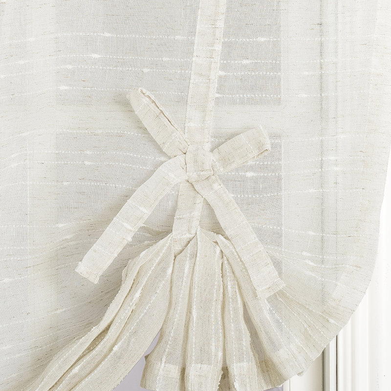 Ebern Designs Delfina Slub Stripe Semi-Sheer Rod Pocket Window Tie-up ...